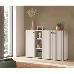 Home Affaire Schuhschrank &raquo;TATIO, Breite 150 cm, Rillenoptik, offene F&auml;cher, 3 T&uuml;ren&laquo; 1 Stk. tlg. Garderobenschrank, Flurkommode, Kommode, 