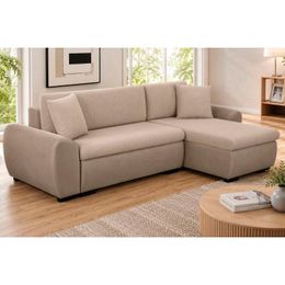 OTTO home Ecksofa &raquo;KIVELLA Cord-Struktur, L-Form, 240 cm&laquo; Schlaffunktion(146/240), Bettkasten, Cord-Struktur-Mix B/H/T: 240cm x 76cm x 51cm, Cord