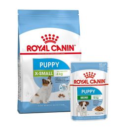 Royal Canin X-Small Puppy 1,5kg + Mini Puppy in So&szlig;e 12x85g