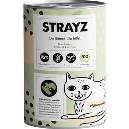 STRAYZ Bio Huhn & Zucchini Katzen-Nassfutter Monoprotein 6x400g