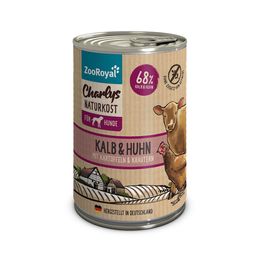 ZooRoyal Charlys Naturkost Kalb, Huhn, Kartoffeln, Kr&auml;uter Hunde-Nassfutter getreidefrei 6x400g