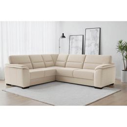 Sit & More sit&more Ecksofa &raquo;Montego L-Form, B: 256 cm, gro&szlig;e Stoffauswahl, Komfortsitzh&ouml;he 46 cm&laquo; mit Schlaffunktion, optional Schubkasten mit Stauraum beige 95