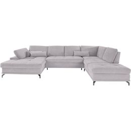OTTO home Wohnlandschaft &raquo;Costello U-Form, B: 363 cm mit Sitztiefen- & Armteilverstellung&laquo; optional Schlaffunktion & Bettkasten silber 100% Polyester;