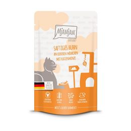 MjAMjAM Quetschie saftiges Huhn an leckeren M&ouml;hrchen Katzen-Nassfutter getreidefrei 12x125g