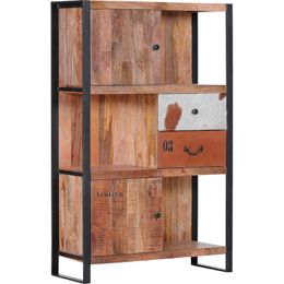 GUTMANN FACTORY Highboard &raquo;Clint, Stauraumschrank, Breite 90 cm&laquo; aus Mangoholz, gebeizt und lackiert, Metall Rahmen, schwarz lackiert beige Massivholz B/H/T: 90cm x 