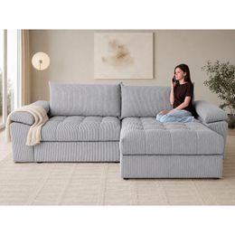 OTTO home Ecksofa &raquo;Soft&Cosy Pik XXL, L-Form, B: 303 cm, Mega Sofa in Cord&laquo; Lounge-Komfort mit edler Sitzsteppung, Federkern grau 100% Polyester B/H/T