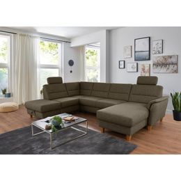 Home Affaire Wohnlandschaft &raquo;Palmera U-Form, B: 308 cm, gro&szlig;e Stoff + Leder Auswahl&laquo; mit Schlaffunktion, optional Bettkasten, Federkern, XXL-