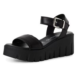 Tamaris Damen Keilsandalette Sommerschuh, Riemchensandale mit modischer Plateausohle schwarz 40