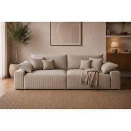OTTO home Big-Sofa &raquo;Amici, B: 302 cm, Lounge-Sofa in Boucle und Cord&laquo; Mega-Sofa mit Lounge-Komfort, Federkern & 6 Zierkissen 100% Polyester B/H/T: 