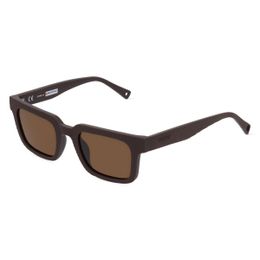 Sting STGSST435 | Unisex-Sonnenbrille | Fassung: Vollrand, Quadratisch, Kunststoff, Braun Matt | Glasfarbe: Braun