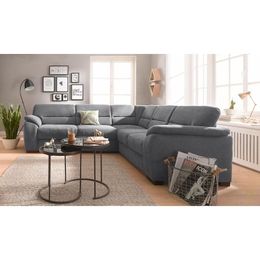 Sit & More sit&more Ecksofa &raquo;Montego L-Form, B: 256 cm, gro&szlig;e Stoffauswahl, Komfortsitzh&ouml;he 46 cm&laquo; mit Schlaffunktion und Schubkasten mit Stauraum grau Luxus-