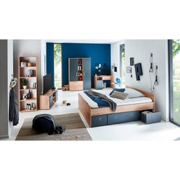 Arthur Berndt Jugendzimmer-Set &raquo;Alessio, Anthrazit mit Artisan Eiche Dekor, viel Stauraum&laquo; Set, Kleiderschrank, Bett mit Schubkasten, Schreibtisch, 