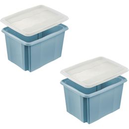 keeeper Aufbewahrungsbox &raquo;Emil, Box mit Deckel, 2er Set, 30 L, 45 x 35 x 27 cm&laquo; ineinander und aufeinander stapelbar blau Kunststoff 2 Stk., B/H/T: 