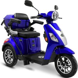 Rolektro Elektromobil &raquo; E-Trike 25 V.3, Lithium Akku&laquo; 1.000 W 25 km/h mit Topcase blau Umfangreiche Ausstattung inklusive