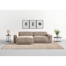 Trendmanufaktur Ecksofa &raquo;Braga, mit hochwertigem Kaltschaum, L-Form, Japandi-Design&laquo; modernes Sofa, Couch mit hohem Sitzkomfort, 255/72/160 cm (B/H/T)
