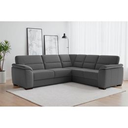 Sit & More sit&more Ecksofa &raquo;Montego L-Form, B: 256 cm, gro&szlig;e Stoffauswahl, Komfortsitzh&ouml;he 46 cm&laquo; mit Schlaffunktion, optional Schubkasten mit Stauraum grau 95%