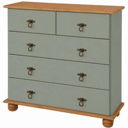 OTTO home Kommode &raquo;Finca&laquo; aus massivem Kiefernholz, mit 5 Schubladen f&uuml;r Stauraumm&ouml;glichkeiten gr&uuml;n MDF, Massivholz B/H/T: 82cm x 78cm x 30cm, 5 Stk.,