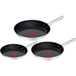 Tefal Pfannen-Set &raquo;Duetto On&laquo; Edelstahl Set, 3 Stk. tlg. Antihaftbeschichtung, Temperaturindikator Thermo-Signal, Induktion schwarz Einheitsgr&ouml;&szlig;e