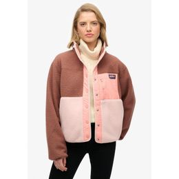 Superdry Damen Fleecejacke &raquo;COLOUR BLOCK FLEECE JACKET&laquo; Kunstfaser, oversize, Colorblock, -Etikett an der Brusttasche XXL