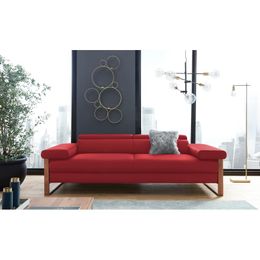 W.Schillig 2,5-Sitzer &raquo;finn&laquo; German Design Award 2016, Fu&szlig;gestell Nussbaum natur, Breite 230 cm rot Flachgewebe S22 (100% Polyester);Stoff S37 (100% 