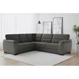 Sit & More sit&more Ecksofa &raquo;Montego L-Form, B: 256 cm, gro&szlig;e Stoffauswahl, Komfortsitzh&ouml;he 46 cm&laquo; mit Schlaffunktion und Schubkasten mit Stauraum grau 100% 