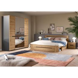 Home Affaire Schlafzimmer-Set &raquo;REHAT, 4-teilig, best. aus: Bett, Kleiderschrank & 2x Nachtkommode&laquo; TOPSELLER!, f&uuml;r Matratzengr&ouml;&szlig;e 140x200 cm, viel 