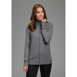 Flashlights Damen Strickjacke &raquo;mit Rei&szlig;verschluss, figurumspielende Passform&laquo; aus weicher Viskosemischung, mit Stehkragen grau 32/34