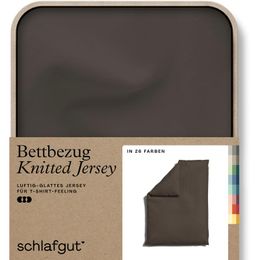 Schlafgut Bettbezug &raquo;Premium Bettbezug Knitted Jersey (1 St)&laquo; Ton-in-Ton Rei&szlig;verschluss, Bio-Baumwolle mit Elasthan, Uni, OEKO Tex beige Jersey, Obermaterial: 