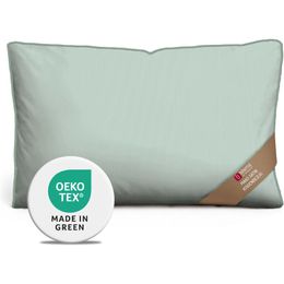 Biberna Kissenbezug &raquo;0615211 Premium Satin aus 100% Baumwolle mit Rei&szlig;verschlu&szlig;, 40x80 cm&laquo; seidig glatt & atmungsaktiv, Rei&szlig;verschluss, Feine Streifen gr&uuml;n 