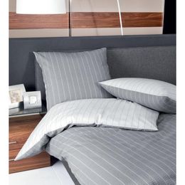 Janine Wendebettw&auml;sche &raquo;TANGO&laquo; 2 Stk. mit Rei&szlig;verschluss silber Mako-Soft-Seersucker, Obermaterial: 100% Baumwolle B/L: 155cm x 220cm, 1 Stk., 1 Stk., Mako-