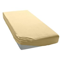 Elegante Spannbettlaken &raquo;Mako-Jersey&laquo; in hochwertiger Qualit&auml;t mit Elasthan-Anteil gelb Mako-Jersey, Obermaterial: 97% Baumwolle, 3% Elasthan 1 Stk., Mako-