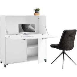 OTTO home Sekret&auml;r &raquo;Melton&laquo; platzsparende Arbeitsl&ouml;sung mit viel Stauraum, Breite 120 cm wei&szlig; B/H/T: 116cm x 127cm x 52cm, klappbar