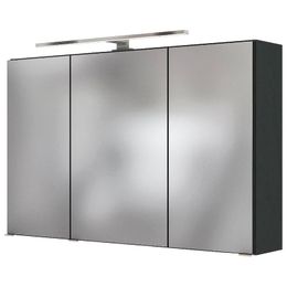 Welltime Spiegelschrank &raquo;Baabe&laquo; Breite 100 cm, mit 3D-Effekt, dank 3 Spiegelt&uuml;ren grau Holzwerkstoff graphitfarben, B/H/T: 100cm x 64cm x 20cm, T&uuml;ren: