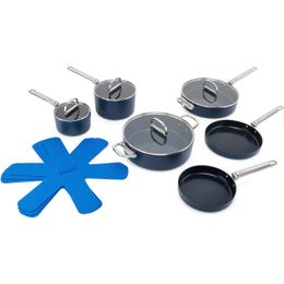 Joseph Joseph Pfannen-Set &raquo;Space 6-teiliges Antihaft-Kochgeschirrset&laquo; Keramik Set, 13 tlg. mit Klappgriffen blau Einheitsgr&ouml;&szlig;e