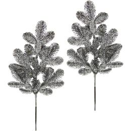 I.GE.A. Winterliche Kunstpflanze &raquo;Kunstzweig mit Glitter, in Frost-Optik&laquo; geeist, 2er Set, schwarz, Weihnachtsdeko schwarz Kunststoff B/H/L: 21cm x 