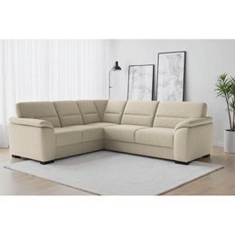 Sit & More sit&more Ecksofa &raquo;Montego L-Form, B: 256 cm, gro&szlig;e Stoffauswahl, Komfortsitzh&ouml;he 46 cm&laquo; optional Schlaffunktion und Schubkasten mit Stauraum beige 100