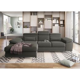 Sit & More sit&more Ecksofa &raquo;Cabrio L-Form, B: 295 cm, mit Sitztiefen-, Arm- & Kopfteilverstellung&laquo; 2 Nierenkissen, Federkern, mit Schlaffunktion und Stauraum 