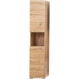 Welltime Hochschrank &raquo;Avena&laquo; Badezimmerschrank 2-t&uuml;rig mit offenem Fach - 2 verstellbare B&ouml;den asteichefarben, B/H/T: 37cm x 190cm x 31cm, T&uuml;ren: 2 