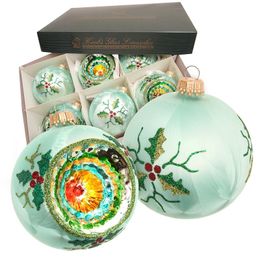 Weihnachtsbaumkugel &raquo;Weihnachtskugel Reflex- und Kugelset Zoe gr&uuml;n 8cm&laquo; Dekoriert mit Liebe zum Detail gr&uuml;n Glas 8cm
