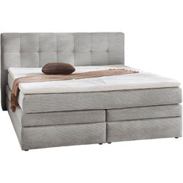Jockenh&ouml;fer Boxspringbett &raquo;Amy&laquo; mit 6 cm Kaltschaum-Topper, Cord-Bezug, 180x200 und 200x200 cm grau Bezug Bett: Cordstoff (100% Polyester);Topper und 