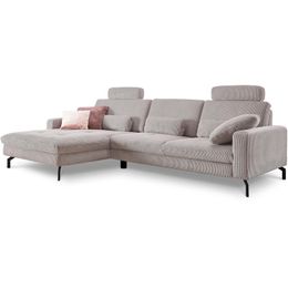 Die PlanBar Ecksofa &raquo;MP-IN20110 L-Form mit Federkern-Polsterung&laquo; optional mit Funktionen erh&auml;ltlich rosa 100% Polyester B/H/T: 302cm x 87cm x 178cm, 