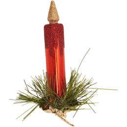 Weihnachtsbaumkugel &raquo;Baumschmuck Kerze auf Klipp rot 11cm&laquo; Dekoriert mit Liebe zum Detail rot Glas 11cm