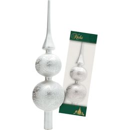 Christbaumspitze &raquo;Rankendekor matt silber 33cm&laquo; Dekoriert mit Liebe zum Detail Glas Einheitsgr&ouml;&szlig;e
