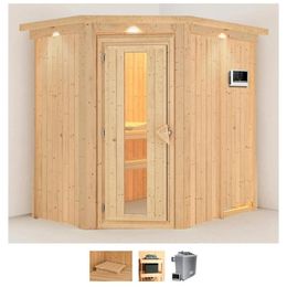 Karibu Sauna &raquo;Clara&laquo; Set, Ofen 9 KW externe Strg easy beige Saunaofen, externe Steuerung, 9 kW