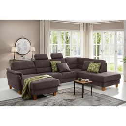 Home Affaire Wohnlandschaft &raquo;Palmera U-Form, B: 308 cm, gro&szlig;e Stoff + Leder Auswahl&laquo; mit Schlaffunktion & Bettkasten, Federkern, XXL-Wohnlandschaft 