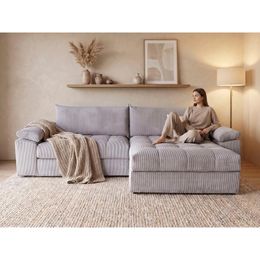 OTTO home Ecksofa &raquo;Soft&Cosy Pik XXL, L-Form, B: 303 cm, Mega Sofa in Cord&laquo; Lounge-Komfort mit edler Sitzsteppung, Federkern grau 100% Polyester B/H/T