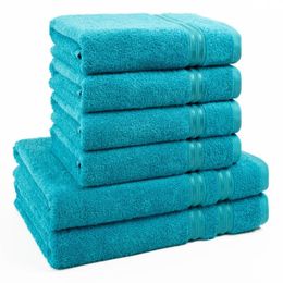 HAMMETEX Handtuch Set &raquo;6-teiliges Handtuch Set, 100% Baumwolle, Weich & Saugstark&laquo; Set 6 Stk. Frottier mit Bord&uuml;re, einfarbig, weich blau Frottier, 