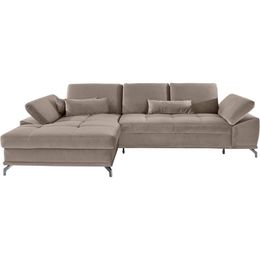 OTTO home Ecksofa &raquo;Costello L-Form, B: 301cm, Sitztiefen & Armteilverstellung, Federkern&laquo; 3 Nierenkissen, mit Schlaffunktion & Bettkasten beige 100% 
