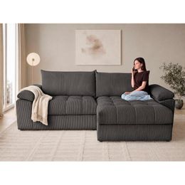 OTTO home Ecksofa &raquo;Soft&Cosy Pik XXL, L-Form, B: 303 cm, Mega Sofa in Cord&laquo; Lounge-Komfort mit edler Sitzsteppung, Federkern grau 100% Polyester B/H/T