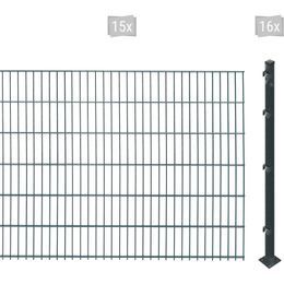 Arvotec Doppelstabmattenzaun &raquo;ESSENTIAL 123 zum Aufschrauben&laquo; Zaunh&ouml;he 123 cm, Zaunl&auml;nge 2 - 60 m grau Kunststoff, Stahl H/L: 123cm x 30m, Pfosten: 16 Stk.